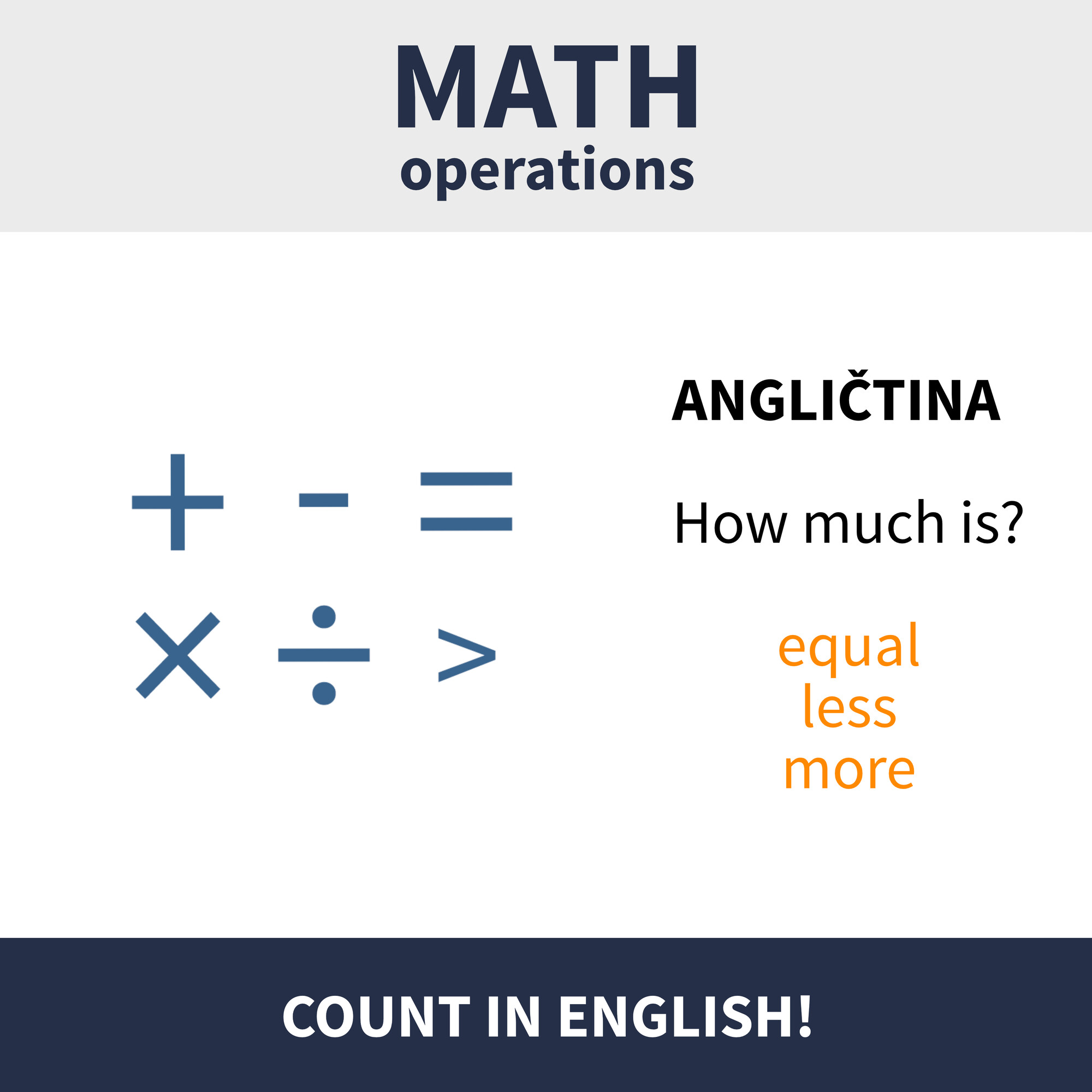 MATH OPERATIONS - matika v AJ (otázky, odpovědi, vzorové příklady) - Anglický jazyk ...
